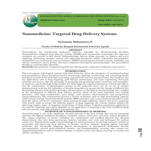 Nanomedicine: Targeted Drug Delivery Systems (www.kiu.ac.ug) | PDF
