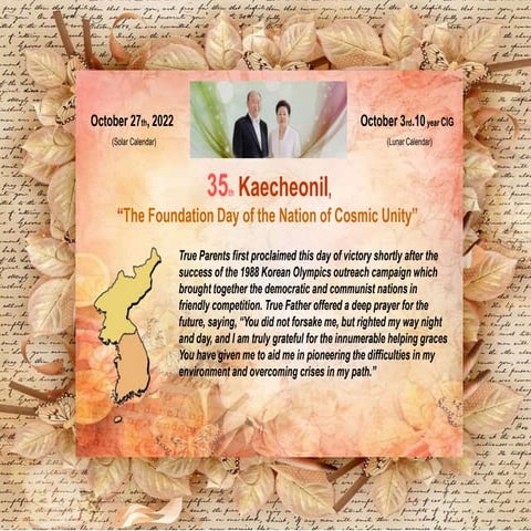 35th Kaecheonil, Foundation Day of the Nation of Cosmic Unity. | PPT