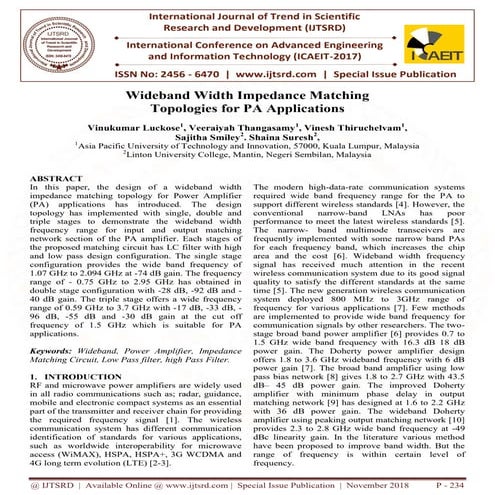 Wideband Width Impedance Matching Topologies for PA Applications | PDF