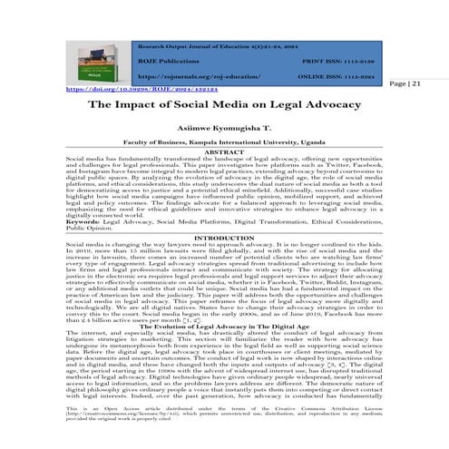 The Impact of Social Media on Legal Advocacy (www.kiu.ac.ug) | PDF