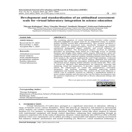 Development and standardization of an attitudinal assessment scale for ...