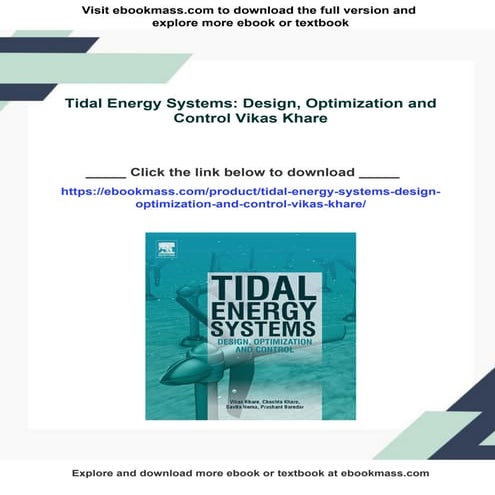 Tidal Energy Systems: Design, Optimization and Control Vikas Khare | PDF