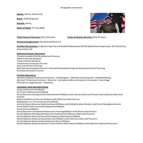 Military Biographical Summary | DOCX