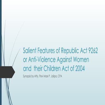 Violence Against Women and Children: RA 9262 | PPTX