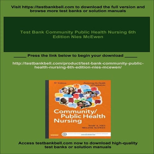 Test Bank Community Public Health Nursing 6th Edition Nies McEwen | PDF