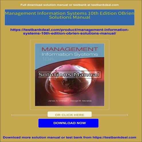 Management Information Systems 10th Edition OBrien Solutions Manual | PDF
