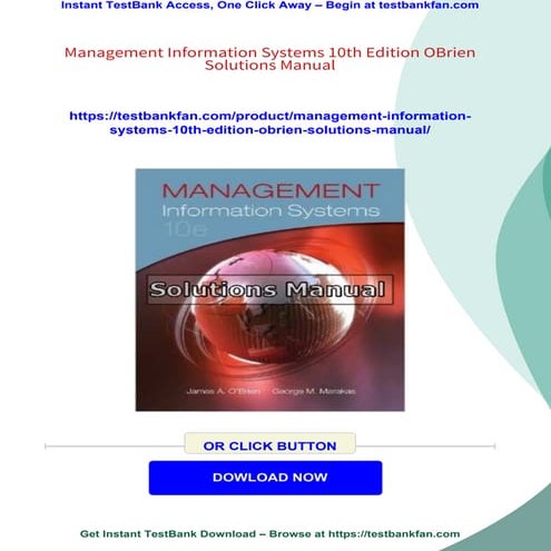 Management Information Systems 10th Edition OBrien Solutions Manual | PDF