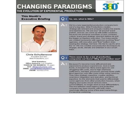 Changing Paradigms - The Evolution of Experiential Production | PDF