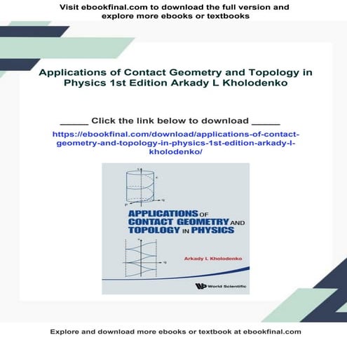 Applications of Contact Geometry and Topology in Physics 1st Edition ...