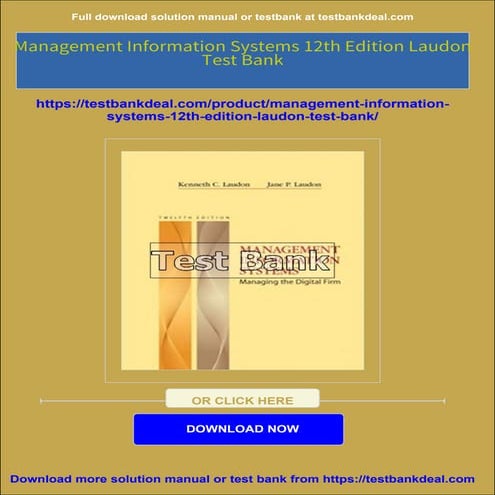 Management Information Systems 12th Edition Laudon Test Bank 2024 ...