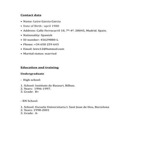 CV Leire | PDF | Heart and Cardiovascular Diseases | Diseases and Conditions