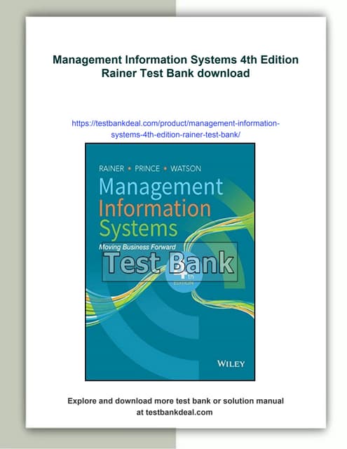 Management Information Systems 4th Edition Rainer Test Bank | PDF Management Information Systems 4th Edition Rainer Test Bank | PDF