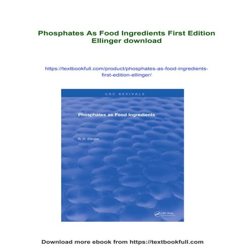 Phosphates As Food Ingredients First Edition Ellinger | PDF