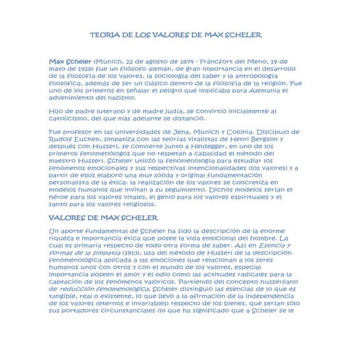 36186705 teoria-de-los-valores-de-max-scheler | DOCX