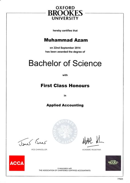 Acca Membership Certificate | PDF