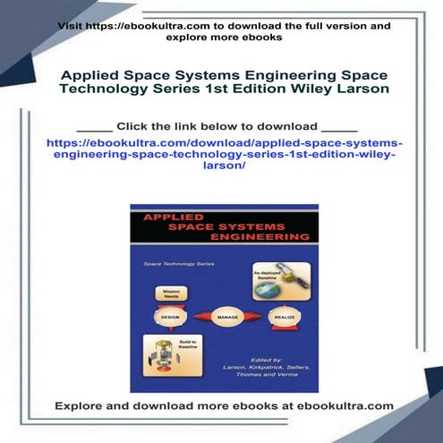 Applied Space Systems Engineering Space Technology Series 1st Edition Wiley Larson | PDF