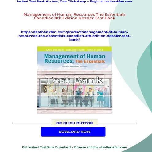 Management of Human Resources The Essentials Canadian 4th Edition ...