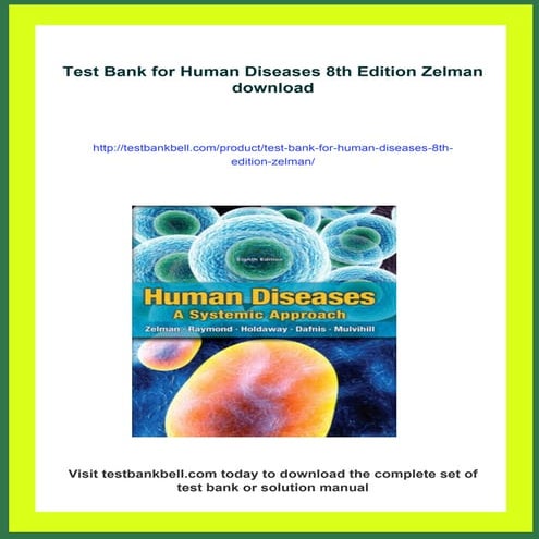Test Bank for Human Diseases 8th Edition Zelman | PDF