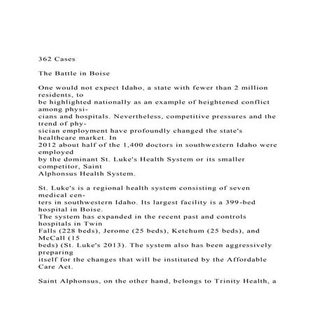 362 Cases The Battle in Boise One would not expect Ida.docx