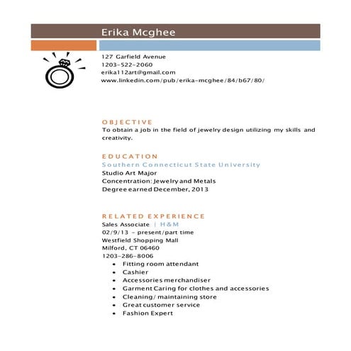 Jewelry Resume | DOCX