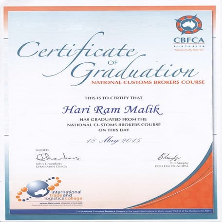 CBFCA Certificate | PDF
