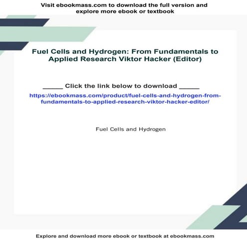 Fuel Cells and Hydrogen: From Fundamentals to Applied Research Viktor Hacker (Editor) | PDF