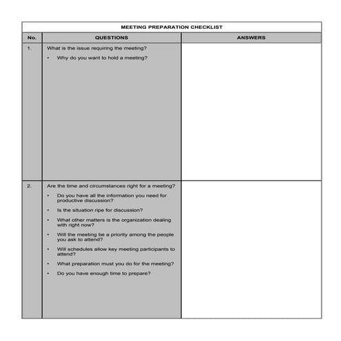 36337960 form-meeting-preparation-checklist | PDF