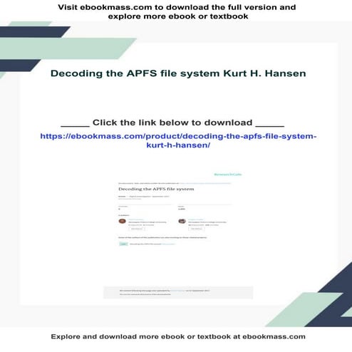 Decoding the APFS file system Kurt H. Hansen | PDF