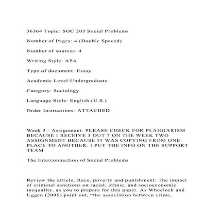 36364 Topic SOC 203 Social ProblemsNumber of Pages 4 (Double .docx