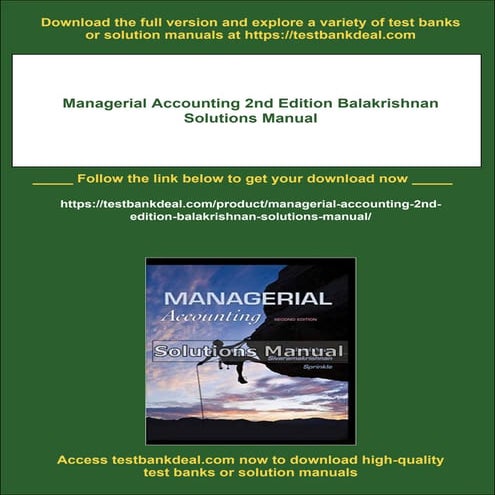 Managerial Accounting 2nd Edition Balakrishnan Solutions Manual | PDF