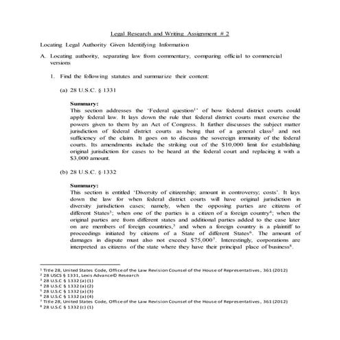 Legal Research and Writing Assignment | DOCX