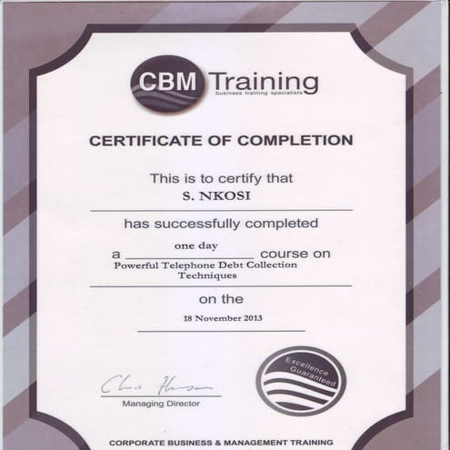Debt Collection Certificate.PDF