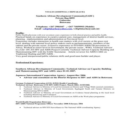 Chipfakacha CV | PDF