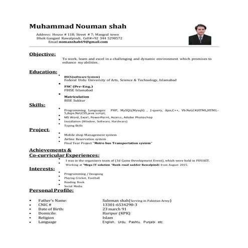 noman shah cv | DOCX