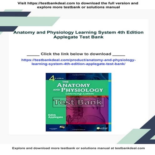 Anatomy and Physiology Learning System 4th Edition Applegate Test Bank ...