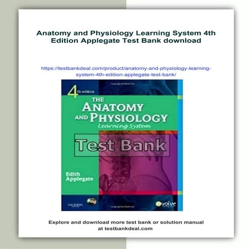 Anatomy and Physiology Learning System 4th Edition Applegate Test Bank ...