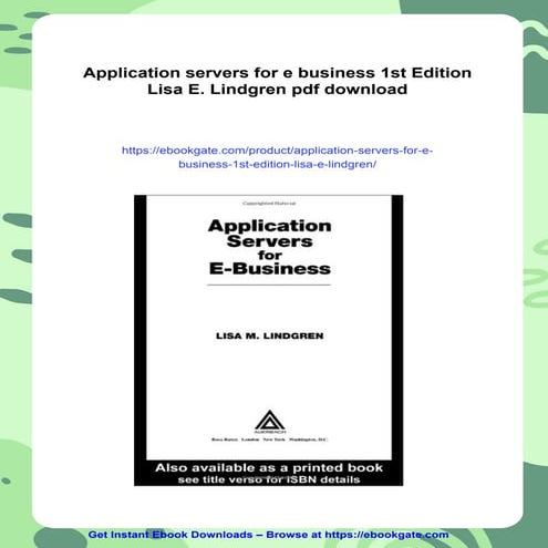 Application servers for e business 1st Edition Lisa E. Lindgren | PDF