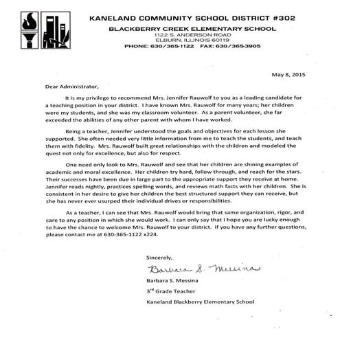 Reference letter from Mrs Messina | PDF