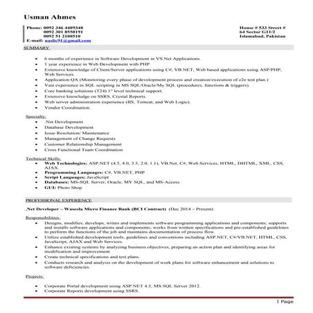 Usman Resume | DOC | Web Development | Internet