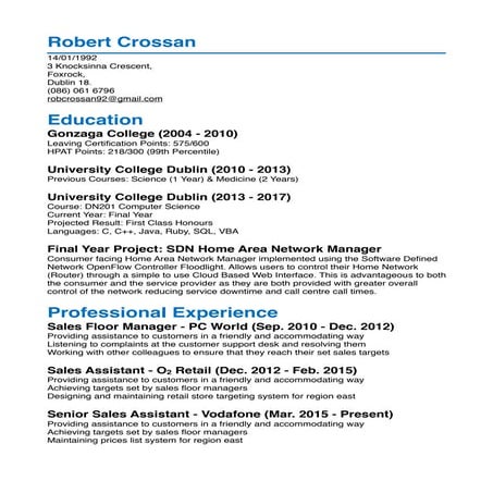Robert Crossan - CV - October 2016 | PDF