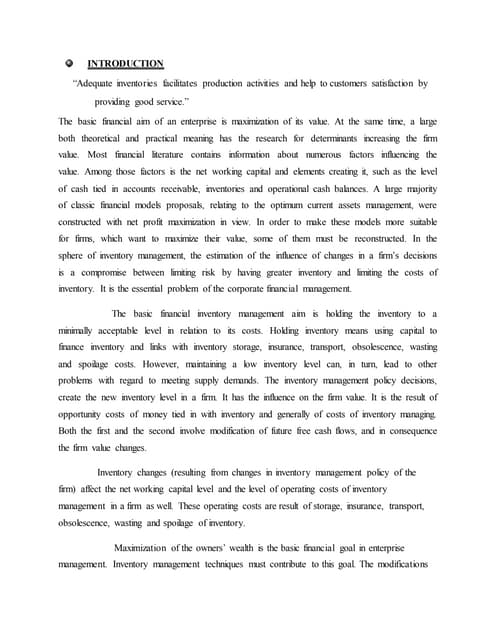 Case study Inventory Management | DOCX