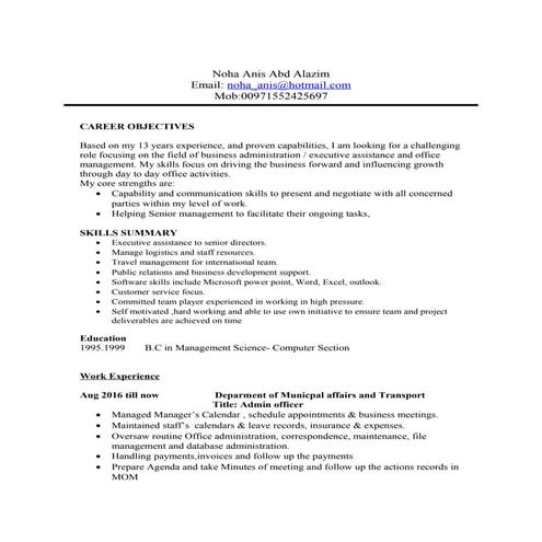 noha CV | DOC | Business Travel | Travel Type