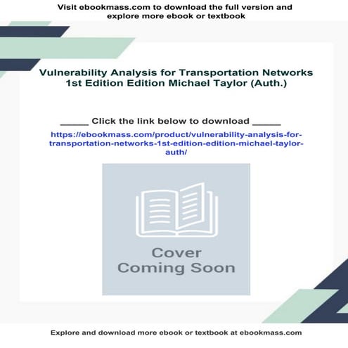 Vulnerability Analysis for Transportation Networks 1st Edition Edition ...