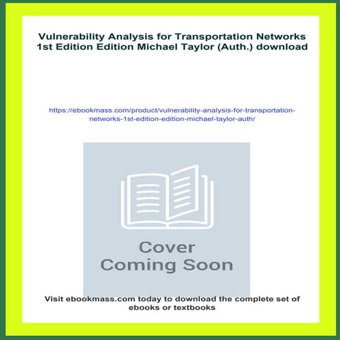 Vulnerability Analysis for Transportation Networks 1st Edition Edition ...