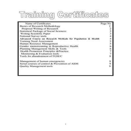 Copies of Training Certificates | PDF