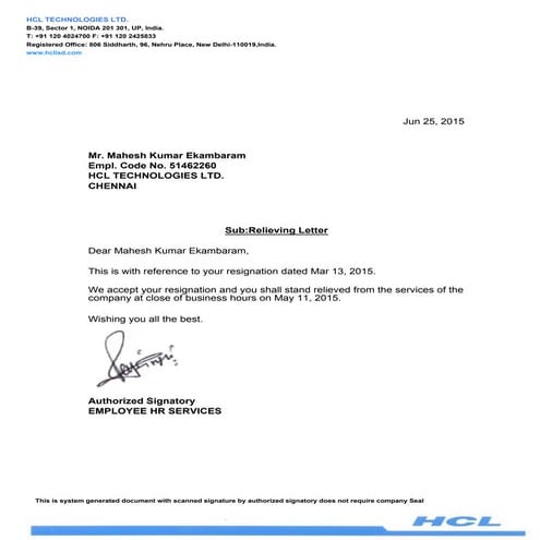 RelievingLetter | PDF