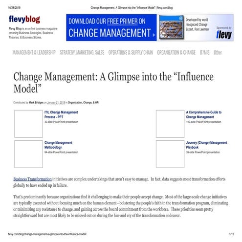 [Whitepaper] Change Management: A Glimpse into the “Influence Model” | PDF