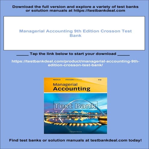 Managerial Accounting 10th Edition Crosson Test Bank | PDF