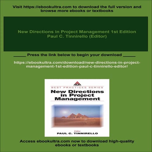New Directions in Project Management 1st Edition Paul C. Tinnirello ...