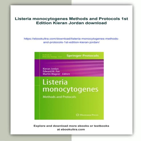 Listeria monocytogenes Methods and Protocols 1st Edition Kieran Jordan ...